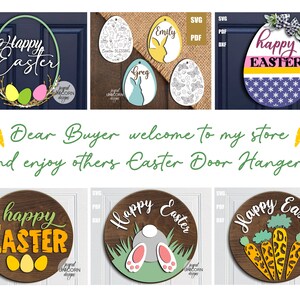 Hello Easter Round Sign SVG, Easter Bunny Welcome Sign SVG, Easter Door Hanger SVG, Happy Easter ...