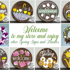 Spring Wood Round Signs SVG Bundle, Spring Door Hangers, Glowforge and ...