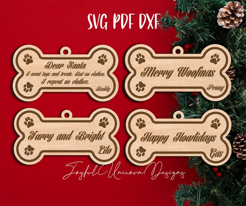 Dog Christmas Ornaments SVG Bundle Dog Bone Ornament SVG - Etsy