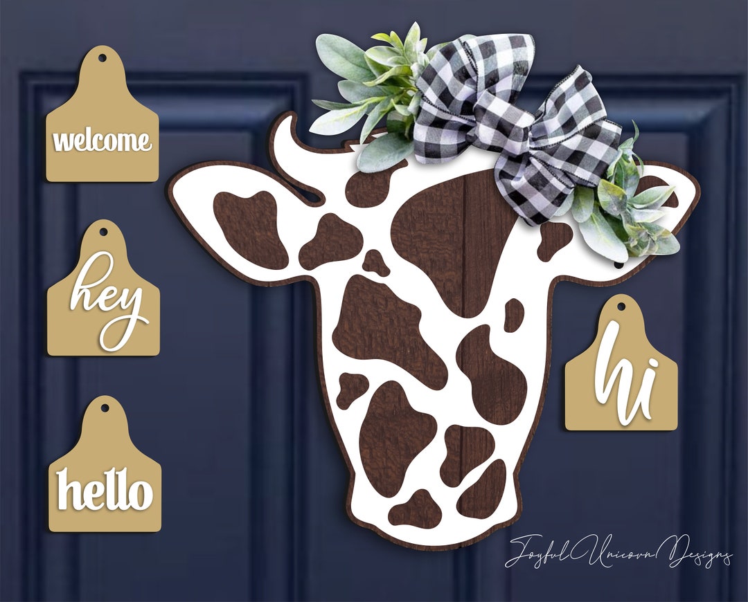 Cow Head Sign With Tags SVG Cow Welcome Sign SVG Cow Tag SVG - Etsy