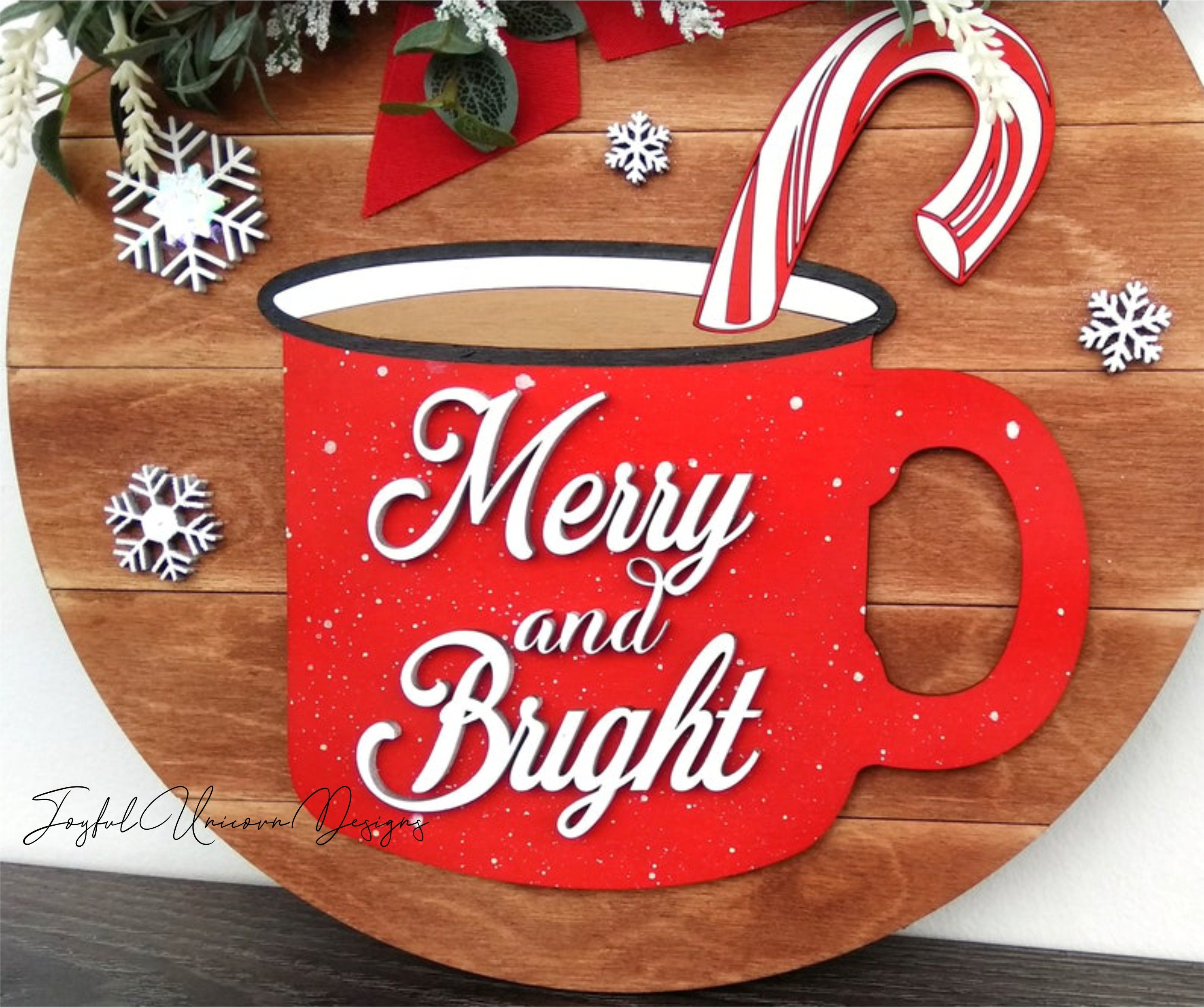 Hot Cocoa Mug Sign SVG Merry and Bright Christmas Sign SVG - Etsy