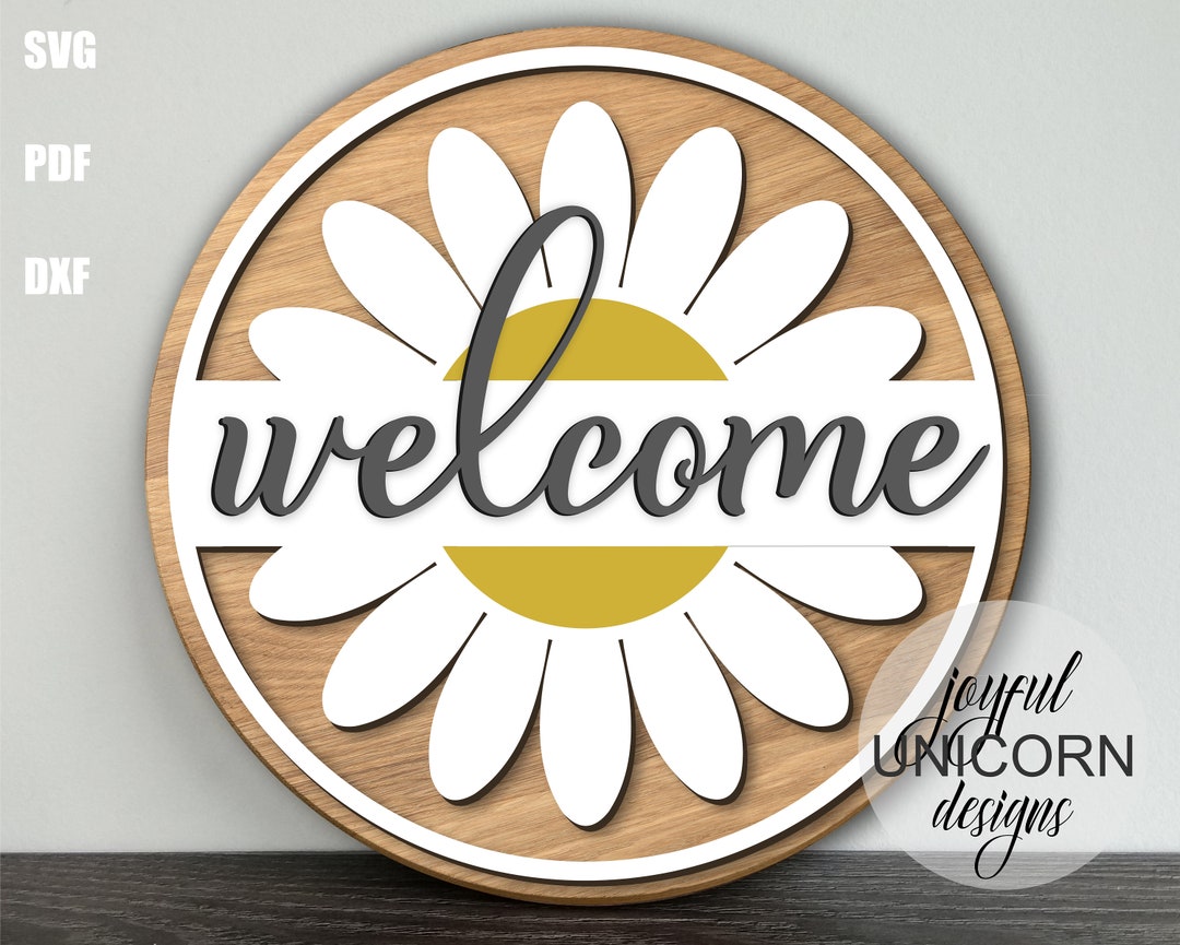 Daisy Welcome Sign SVG, Summer Welcome Sign SVG, Floral Door Hanger ...