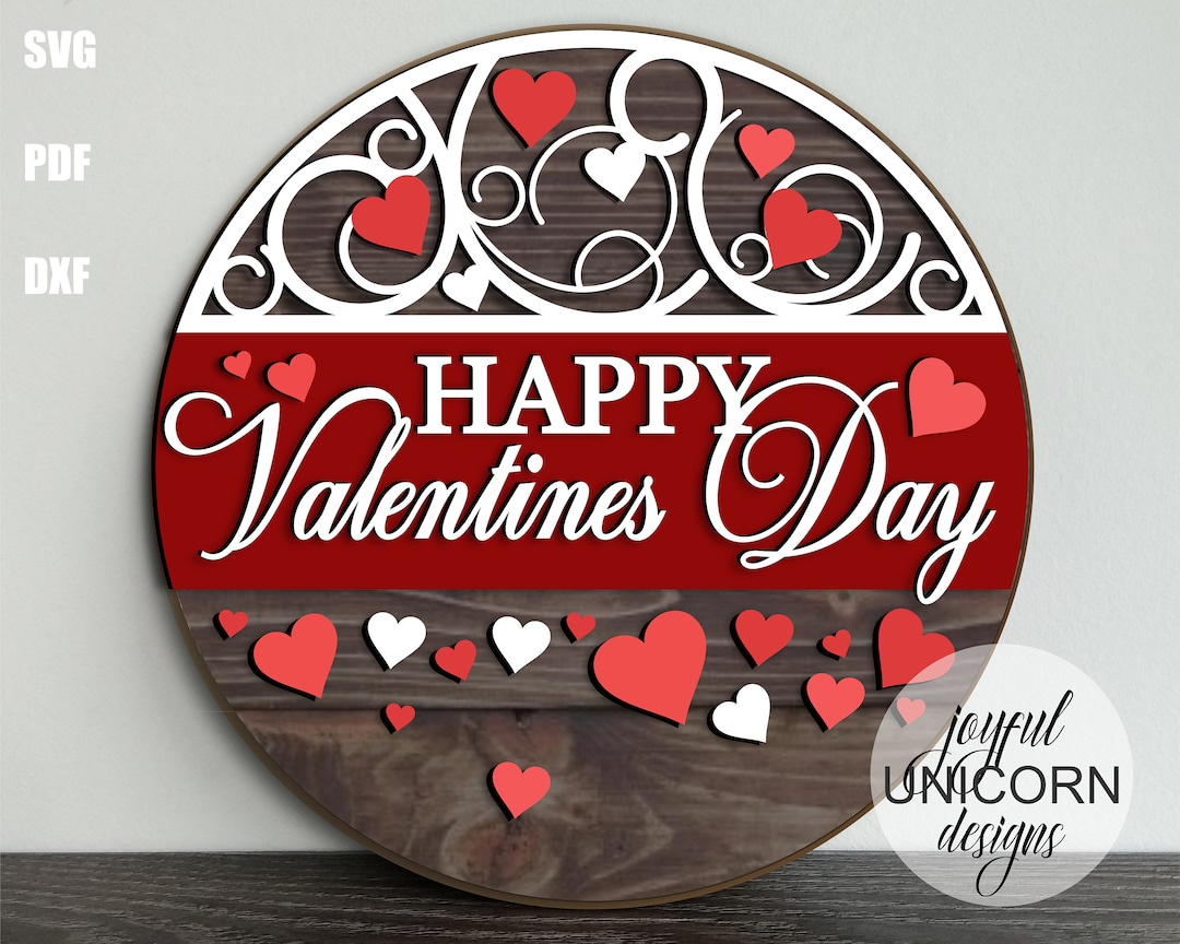 Happy Valentine's Day Welcome Sign SVG, Hearts Round Sign SVG ...