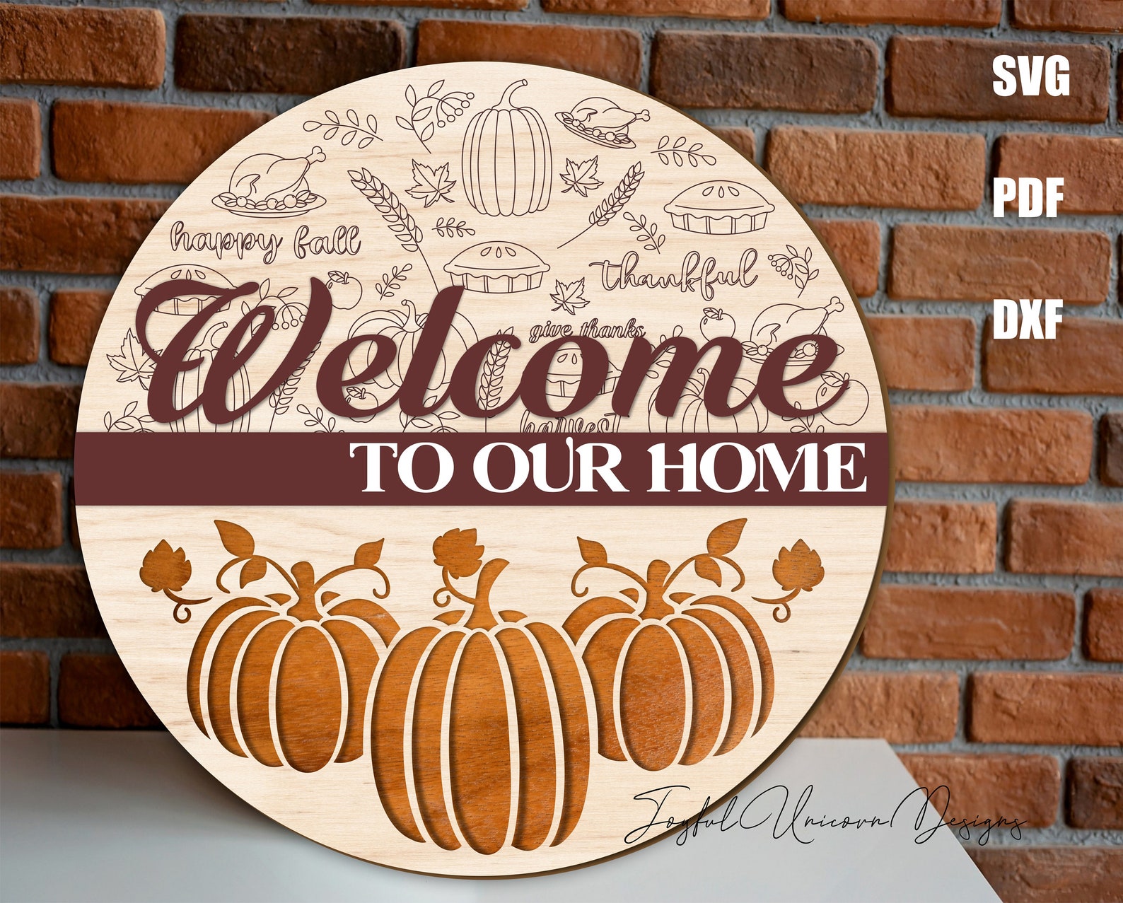 Fall Round Sign Bundle SVG File Autumn Door Hanger Bundle - Etsy