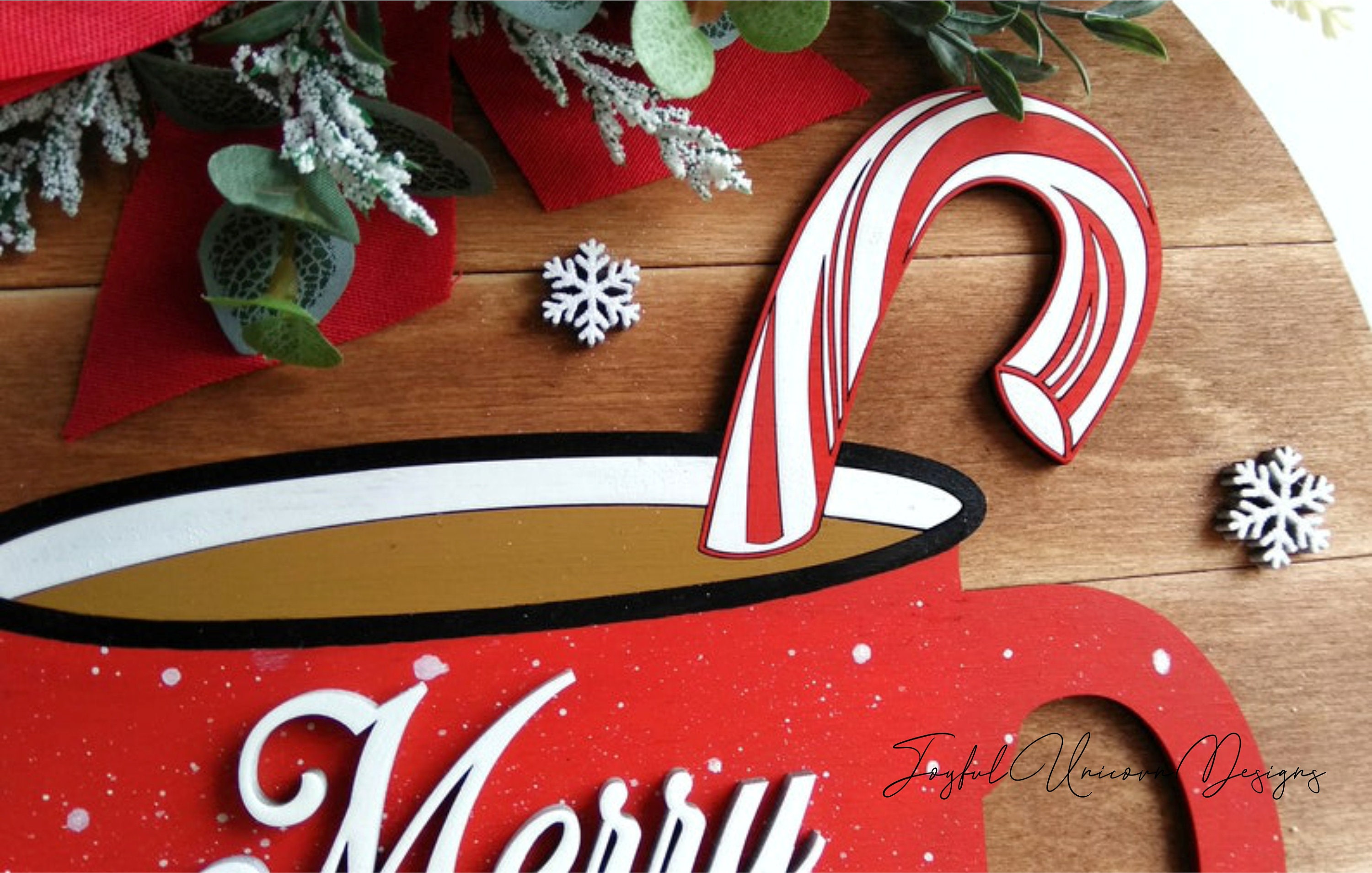 Hot Cocoa Mug Sign SVG Merry and Bright Christmas Sign SVG - Etsy