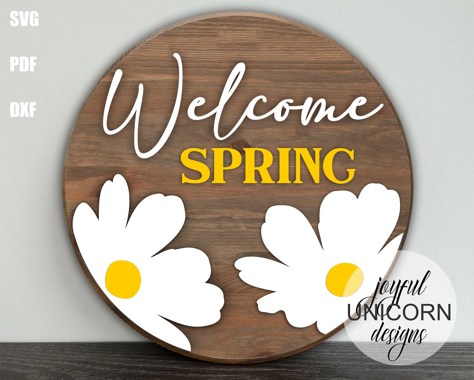 Welcome Spring Sign SVG, Daisy Door Hanger SVG, Floral Door Hanger SVG ...