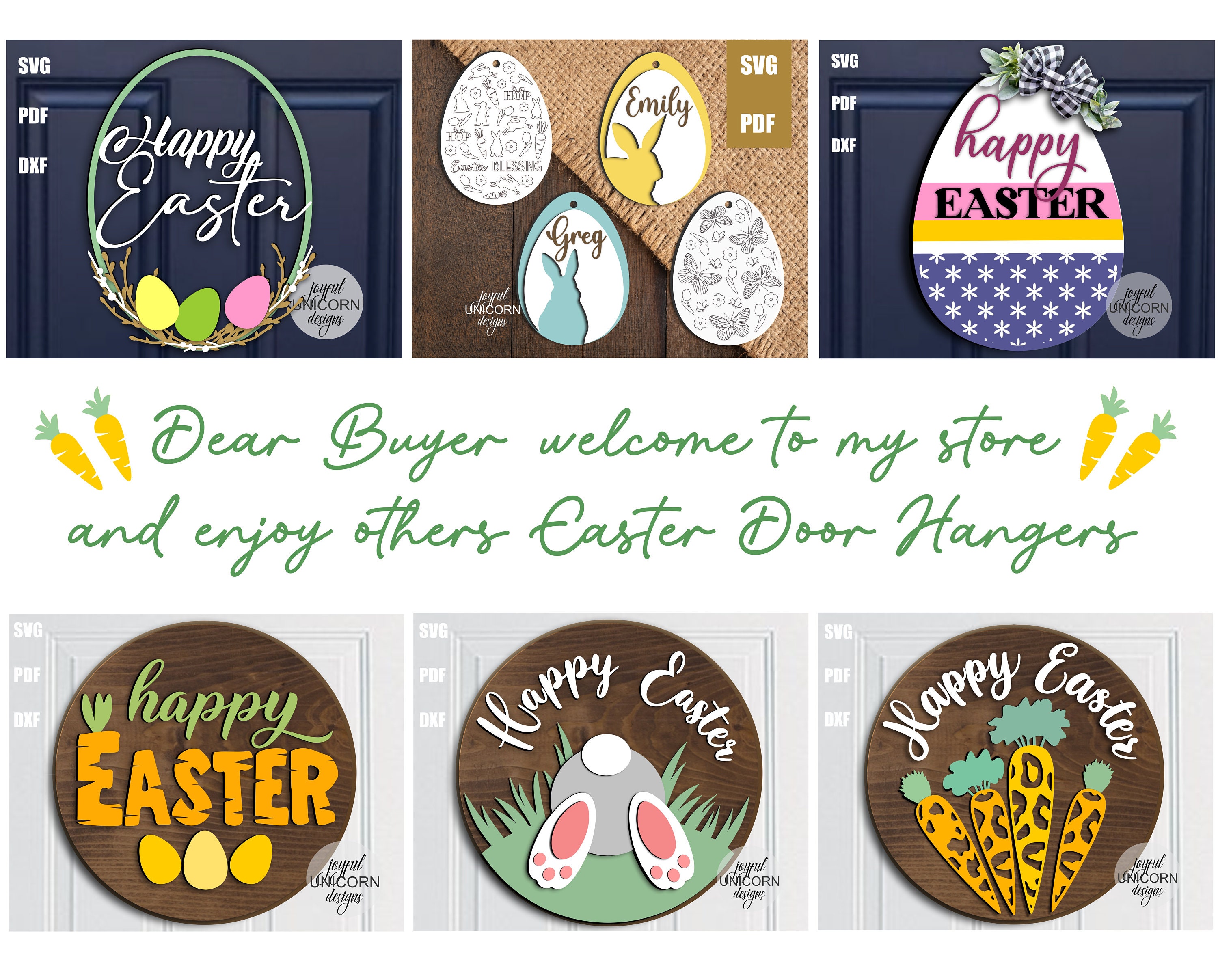 Happy Easter Round Sign SVG Baby Chick Door Hanger SVG - Etsy