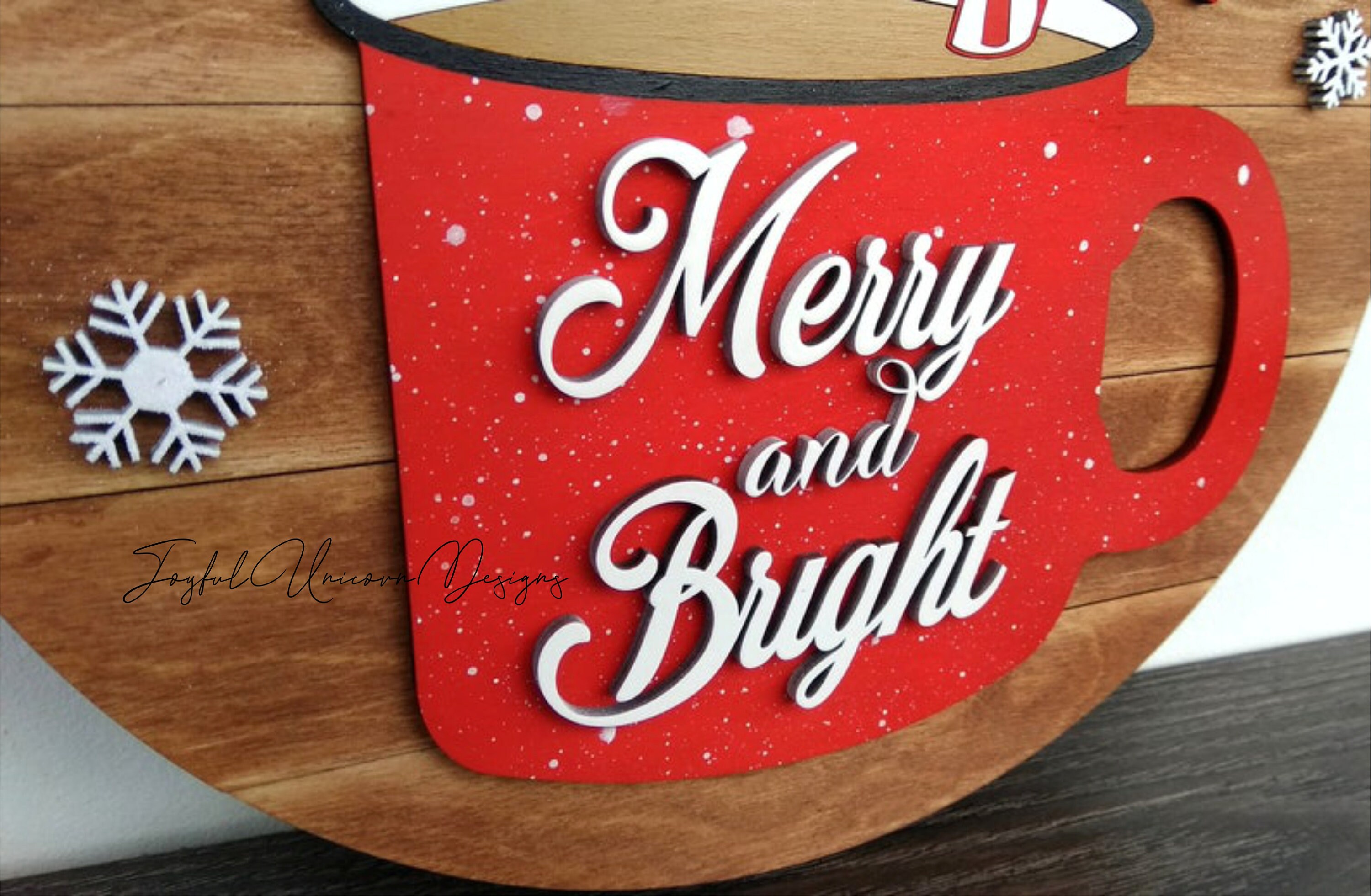 Hot Cocoa Mug Sign SVG Merry and Bright Christmas Sign SVG - Etsy