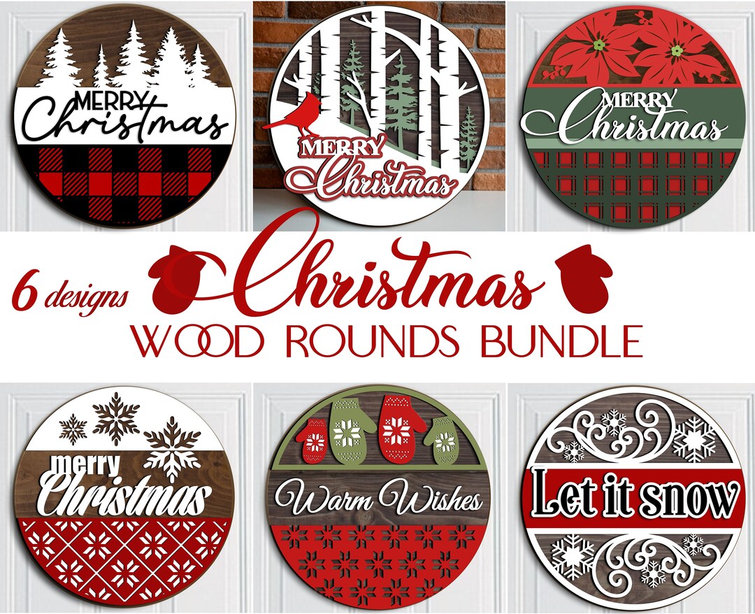 Christmas Round Wood Signs SVG Bundle Winter Holiday Door - Etsy