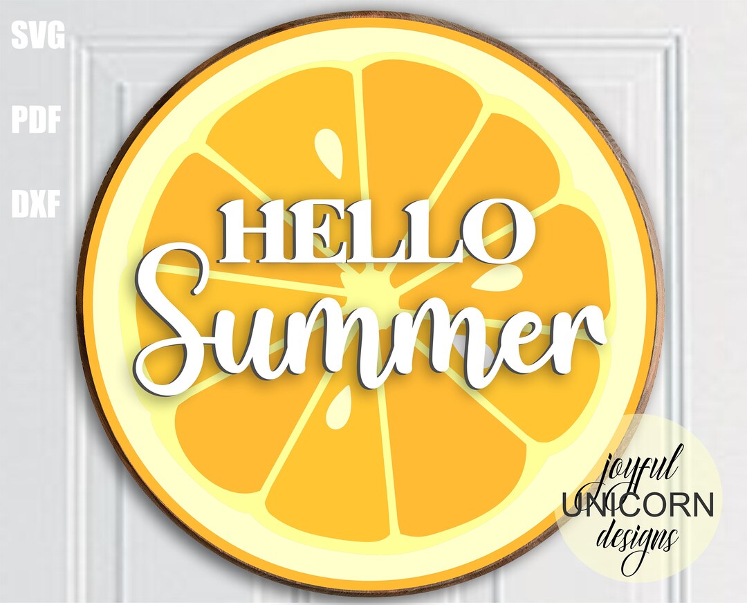 Hello Summer Sign SVG Lemon Round Sign SVG Summer Welcome - Etsy