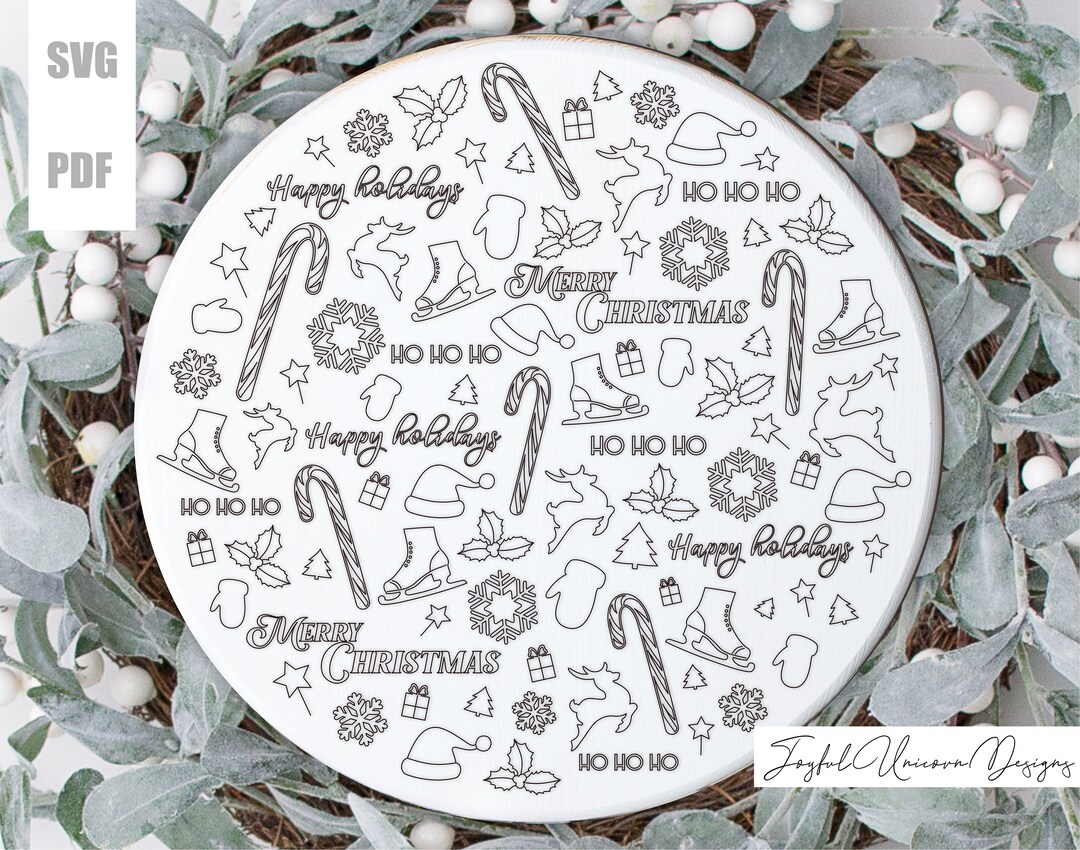 Christmas Laser Score Pattern SVG Holiday Elements Digital File Merry ...