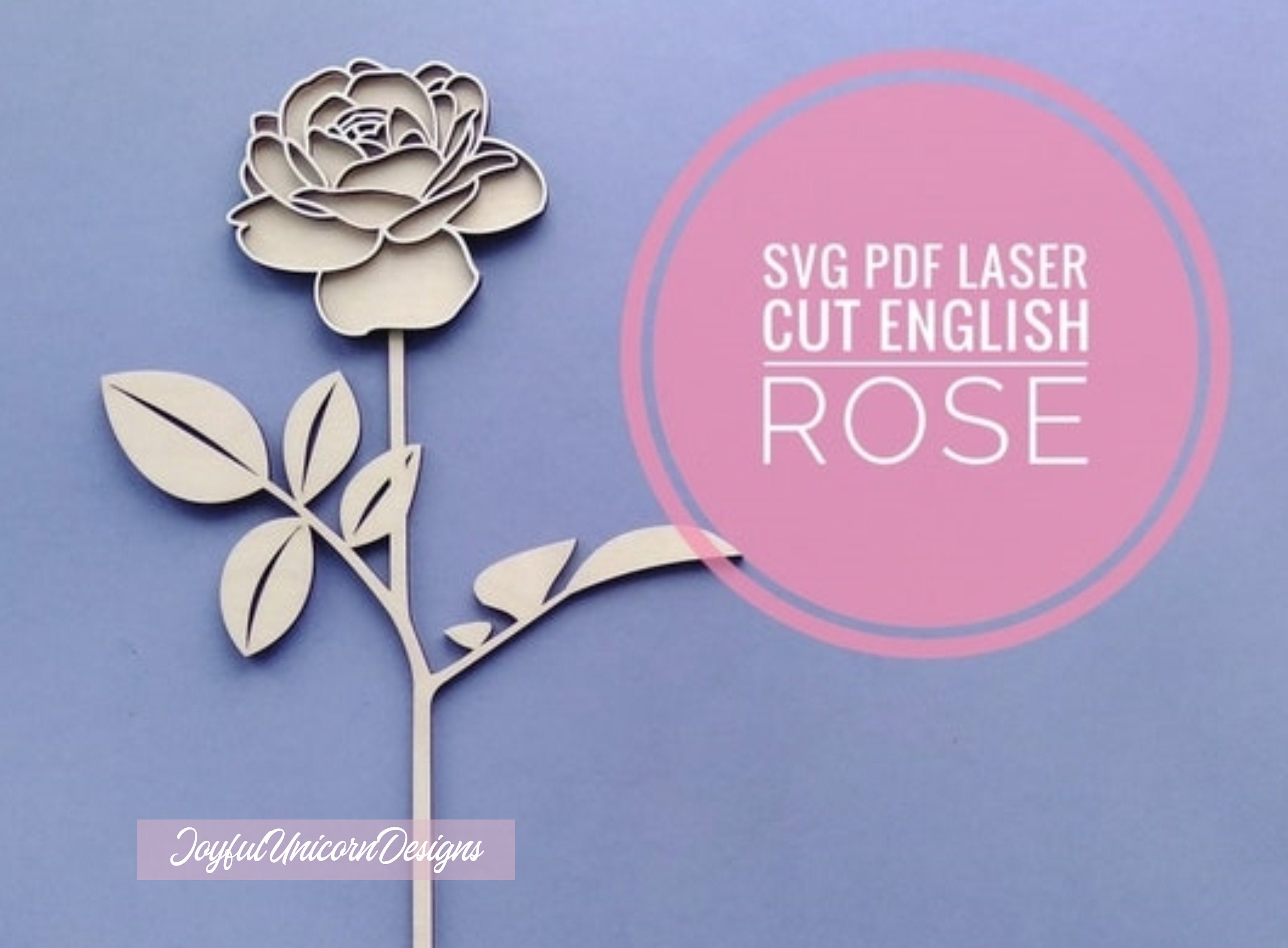 Long Stem Rose SVG Laser Cut Flower SVG Layered Rose SVG - Etsy Israel