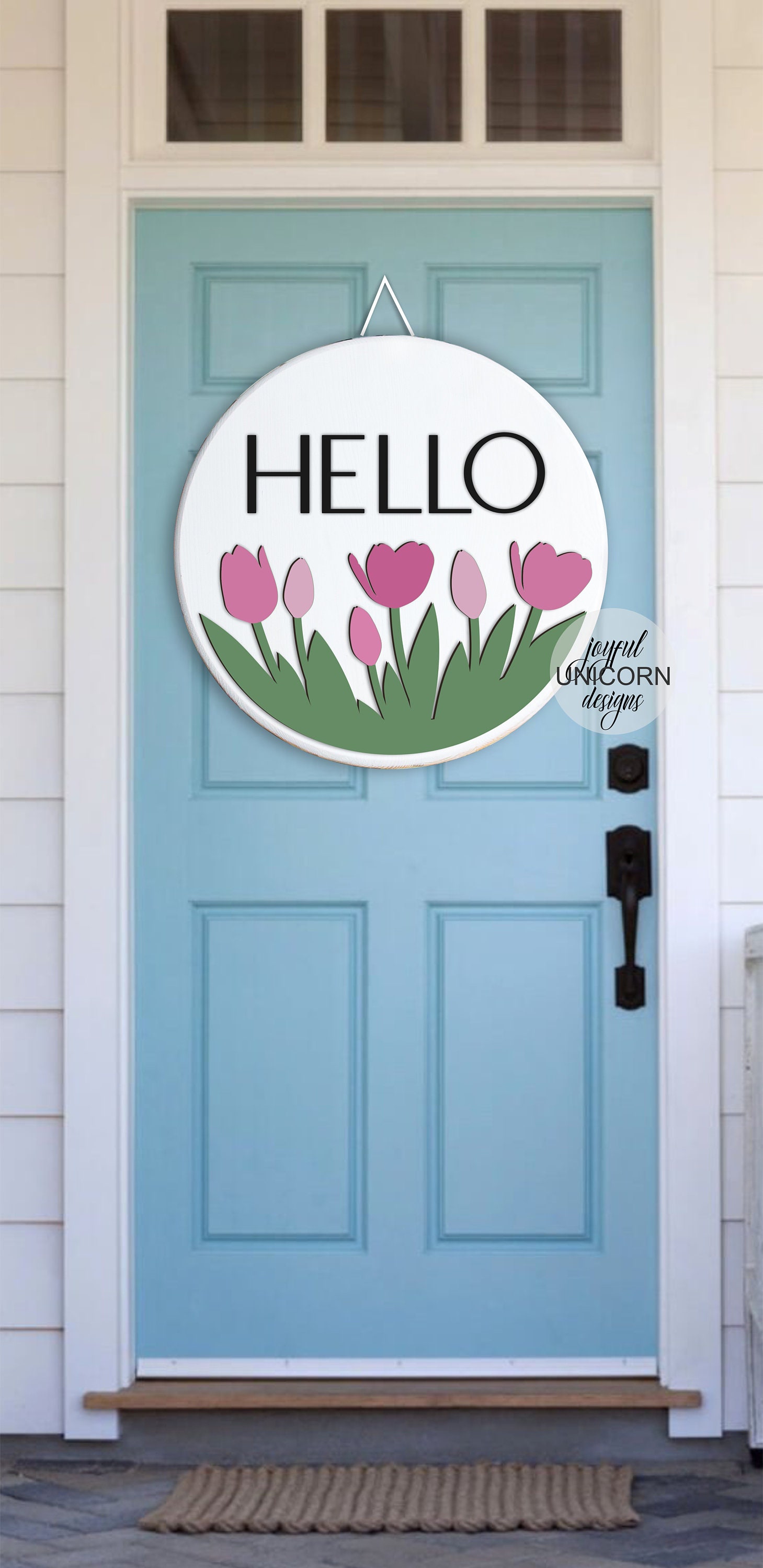 Hello Spring Sign SVG Tulip Door Hanger SVG Hello Welcome - Etsy