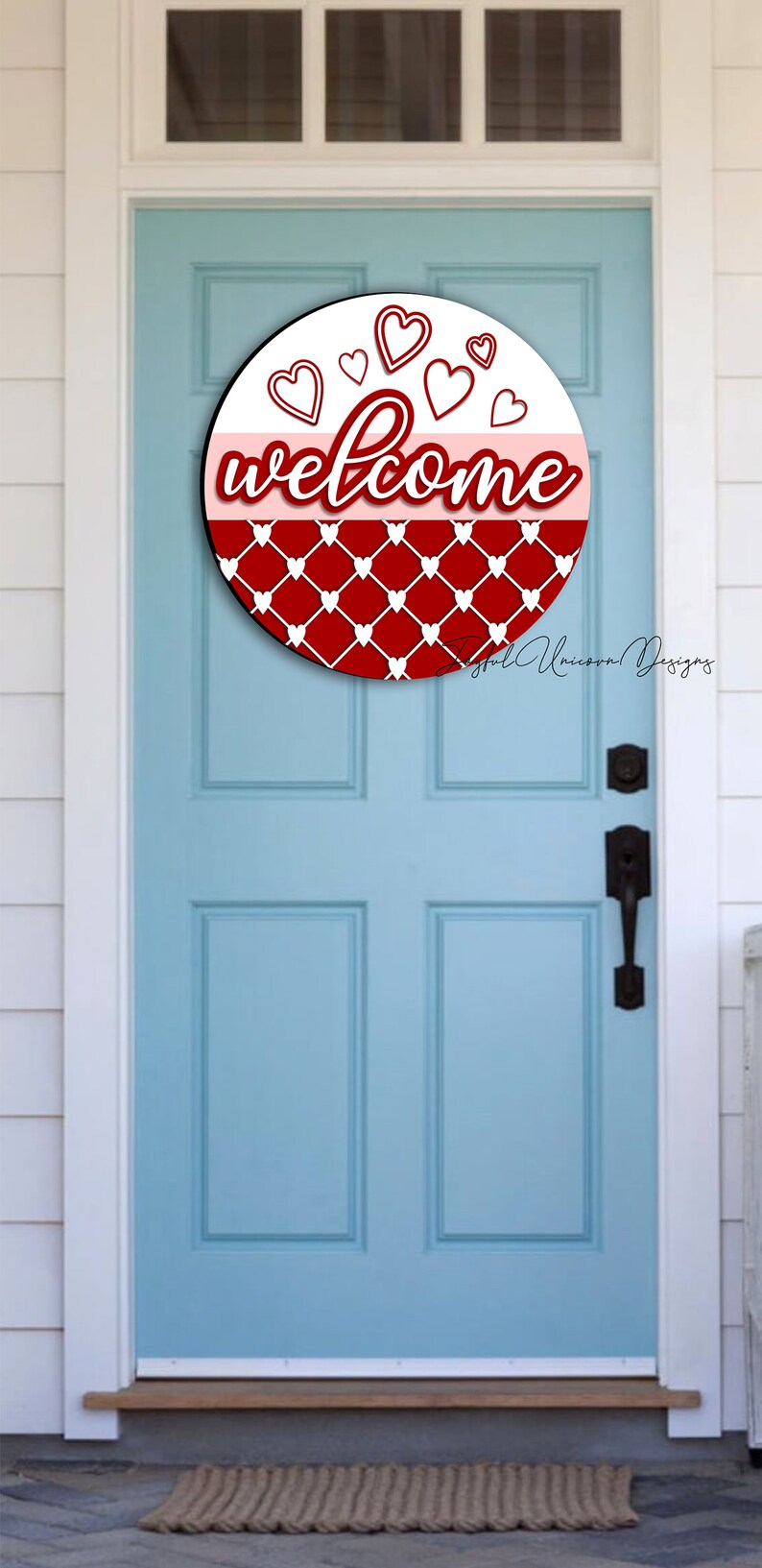 Valentines Day Welcome Sign SVG Wood Round Sign SVG Heart - Etsy
