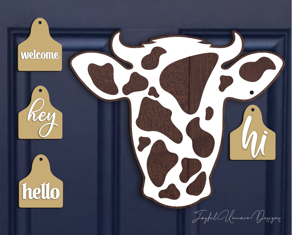 Cow Head Sign With Tags SVG Cow Welcome Sign SVG Cow Tag SVG - Etsy