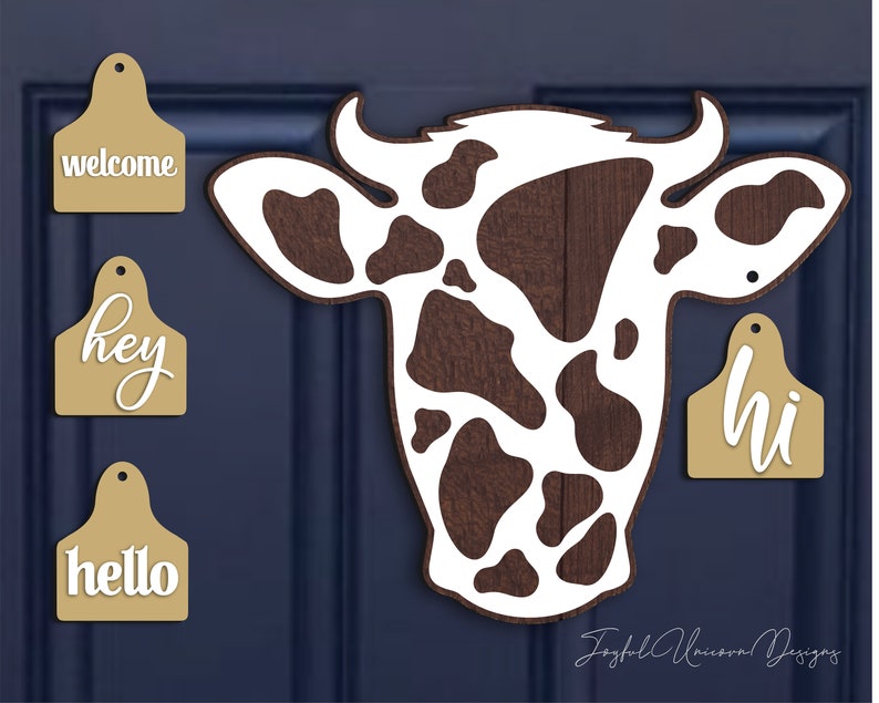Cow Head Sign With Tags SVG Cow Welcome Sign SVG Cow Tag SVG - Etsy