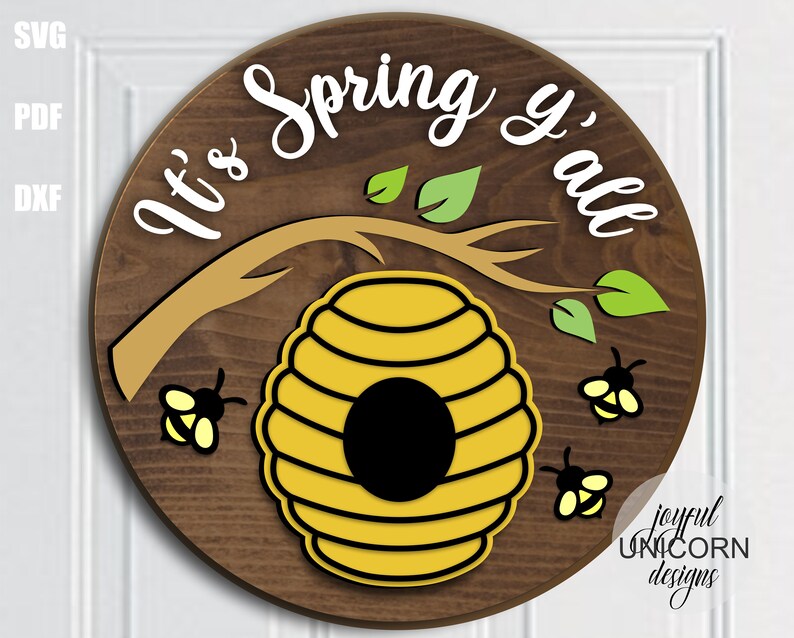 It's Spring Y'all Door Hanger SVG Spring Round Sign - Etsy