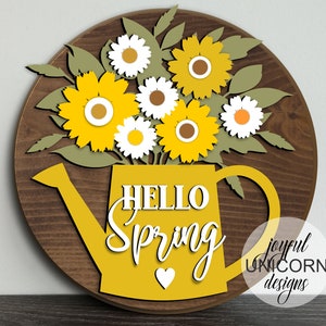 Spring Wood Round Signs SVG Bundle, Spring Door Hangers, Glowforge and ...