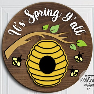 Spring Round Sign SVG Bundle, Hello Spring Door Hanger SVG, Spring ...