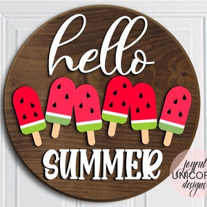 Hello Summer Round Sign SVG Ice Cream Sign SVG Summer - Etsy