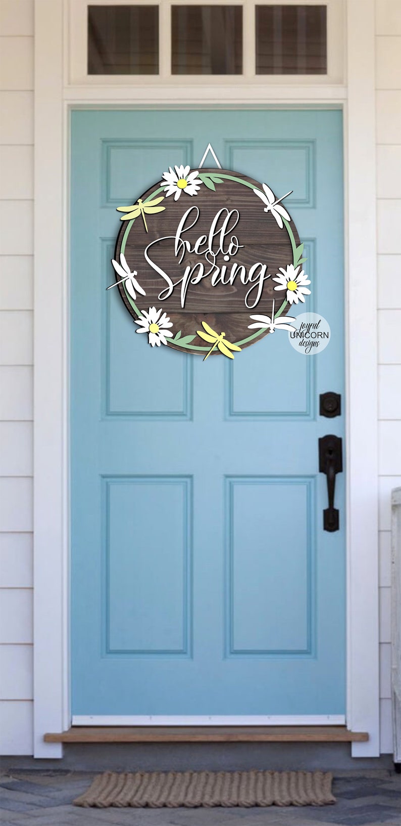 Hello Spring Sign SVG Spring Door Hanger SVG Daisy Round - Etsy