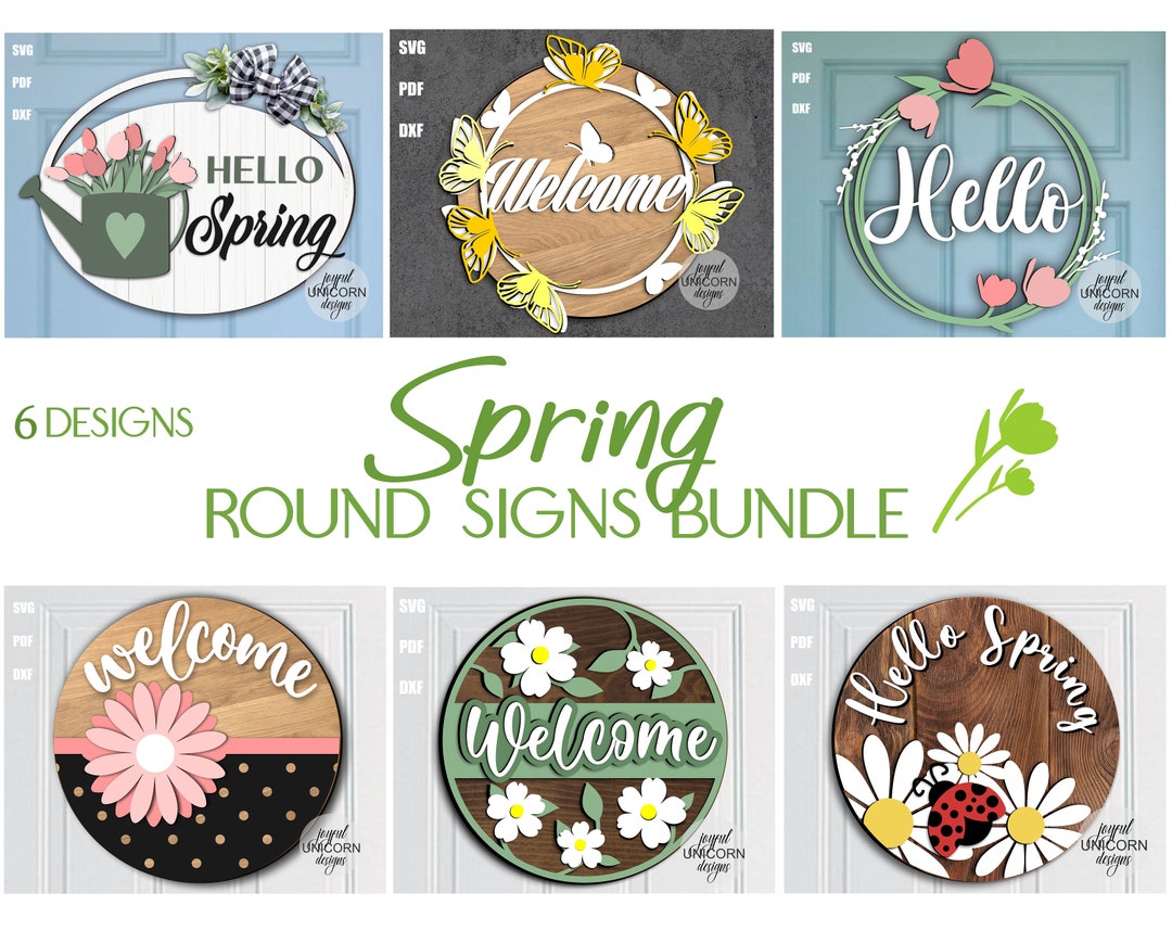 Spring Round Signs SVG Bundle Spring Door Hanger SVG Spring - Etsy
