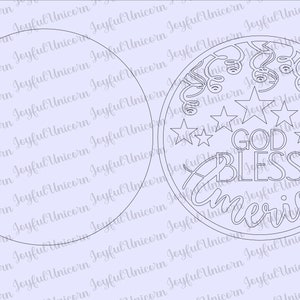 God Bless America Round Sign SVG, Patriotic Door Hanger SVG, Round Wood ...