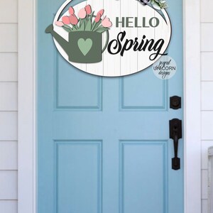Hello Spring Sign SVG, Tulip Door Hanger SVG, Floral Door Hanger SVG ...