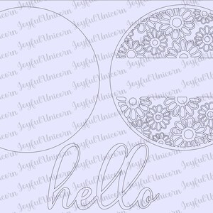 Hello Daisy Wood Round SVG, Summer Door Hanger, Laser Cut File, Spring ...