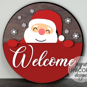 Santa Claus Welcome Sign SVG, Santa Claus Door Hanger SVG, Christmas ...