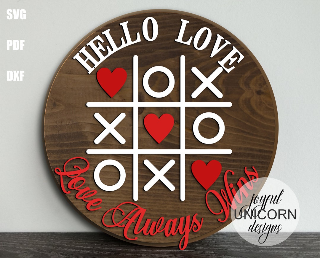 Hello Love Round Wood Sign SVG, Love Always Wins Door Hanger SVG ...