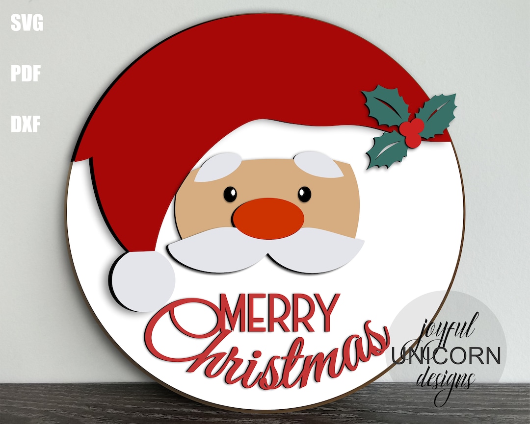 Santa Claus Welcome Sign SVG, Merry Christmas Door Hanger SVG, Laser ...
