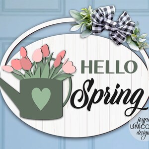 Spring Round Signs SVG Bundle, Spring Door Hanger SVG, Spring Welcome ...