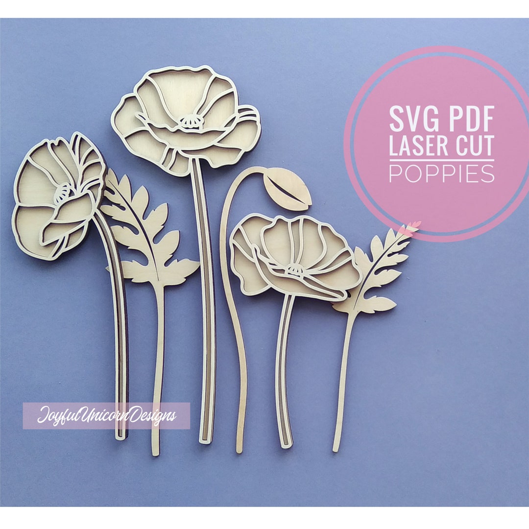 Poppy Flower SVG, Poppy SVG Bundle, Laser Cut Flowers for Cricut and ...