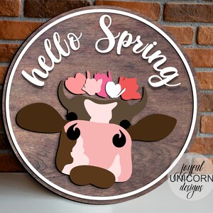 Spring Round Sign SVG Bundle, Hello Spring Door Hanger SVG, Spring ...