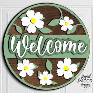 Spring Round Signs SVG Bundle, Spring Door Hanger SVG, Spring Welcome ...