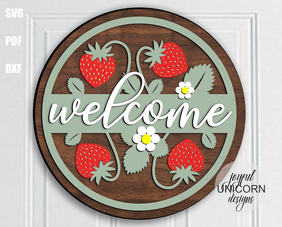 Strawberry Welcome Sign SVG Summer Welcome Sign SVG Wood - Etsy