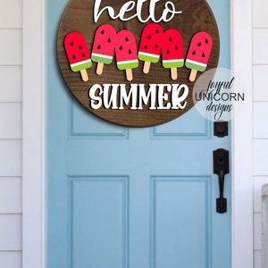 Hello Summer Round Sign SVG Ice Cream Sign SVG Summer - Etsy