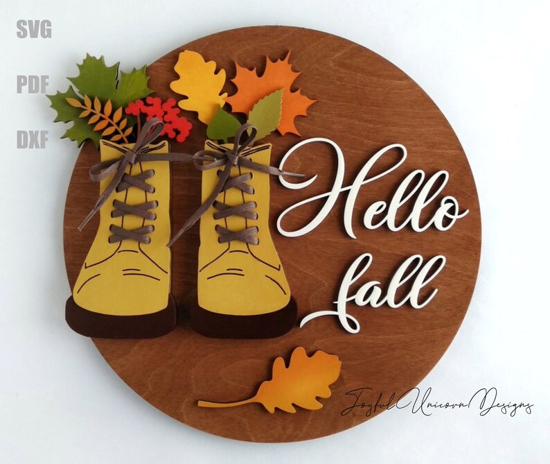 Hello Fall Sign SVG Fall Round Wood Sign SVG Fall Door - Etsy UK