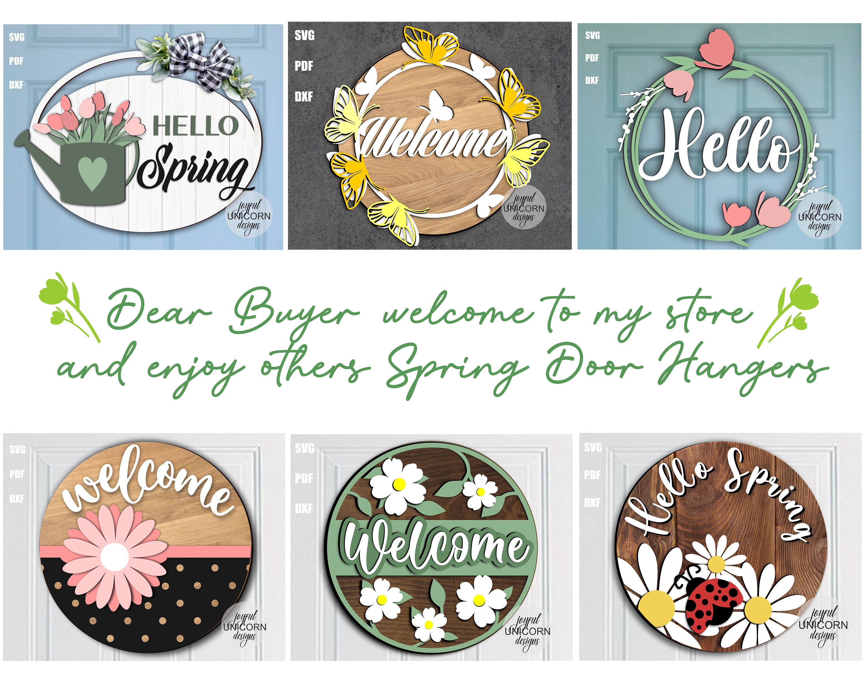 Hello Spring Sign SVG Tulip Door Hanger SVG Hello Welcome - Etsy
