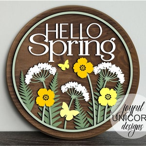 Spring Door Hangers SVG Bundle, Spring Welcome Round Signs, Laser Cut ...
