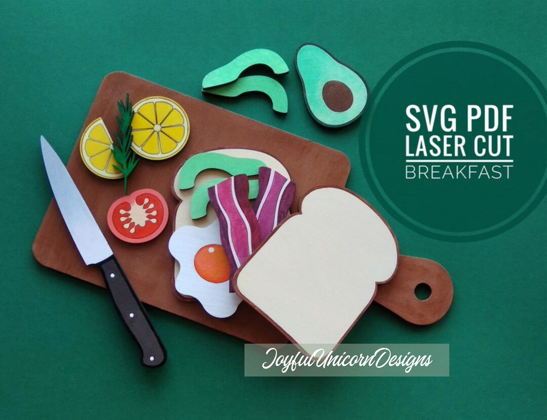 Breakfast Laser Cut Food SVG Morning Food Meal SVG Kitchen - Etsy