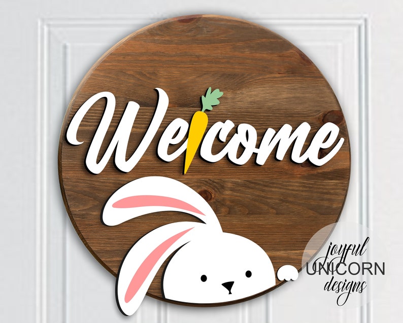 Easter Bunny Welcome Sign SVG Bunny Door Hanger SVG Easter - Etsy