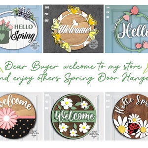 Hello Spring Sign SVG, Spring Door Hanger SVG, Daisy Round Sign SVG ...