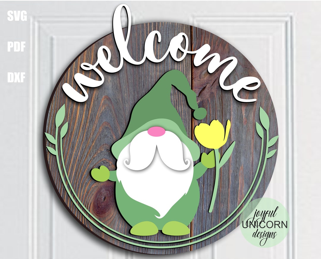 Gnome Welcome Sign SVG Spring Welcome Sign SVG Spring Door - Etsy