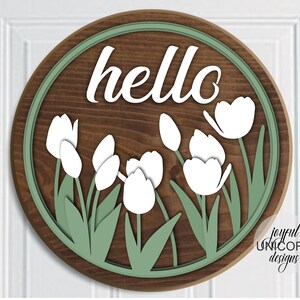 Spring Round Sign SVG Bundle, Hello Spring Door Hanger SVG, Spring ...