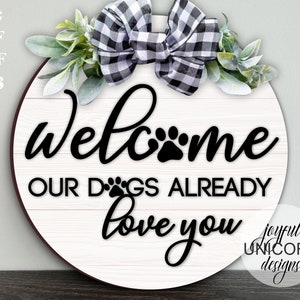 Dog Welcome Sign SVG Dog Door Hanger SVG Front Door Decor - Etsy