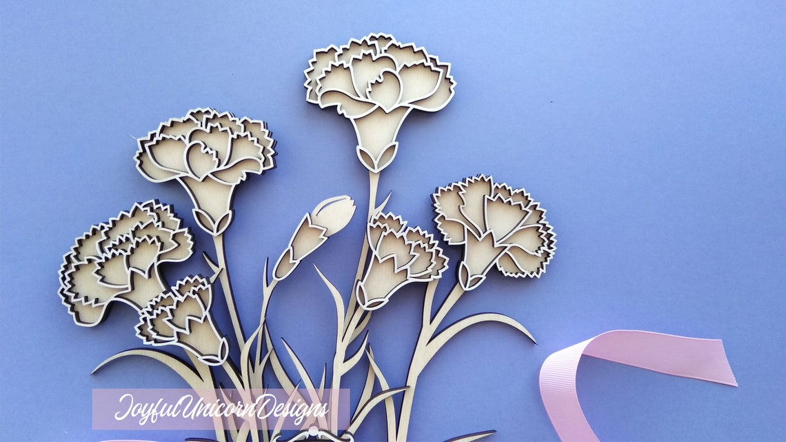 Carnations SVG Bundle Laser Cut Flowers Bouquet SVG Mothers - Etsy