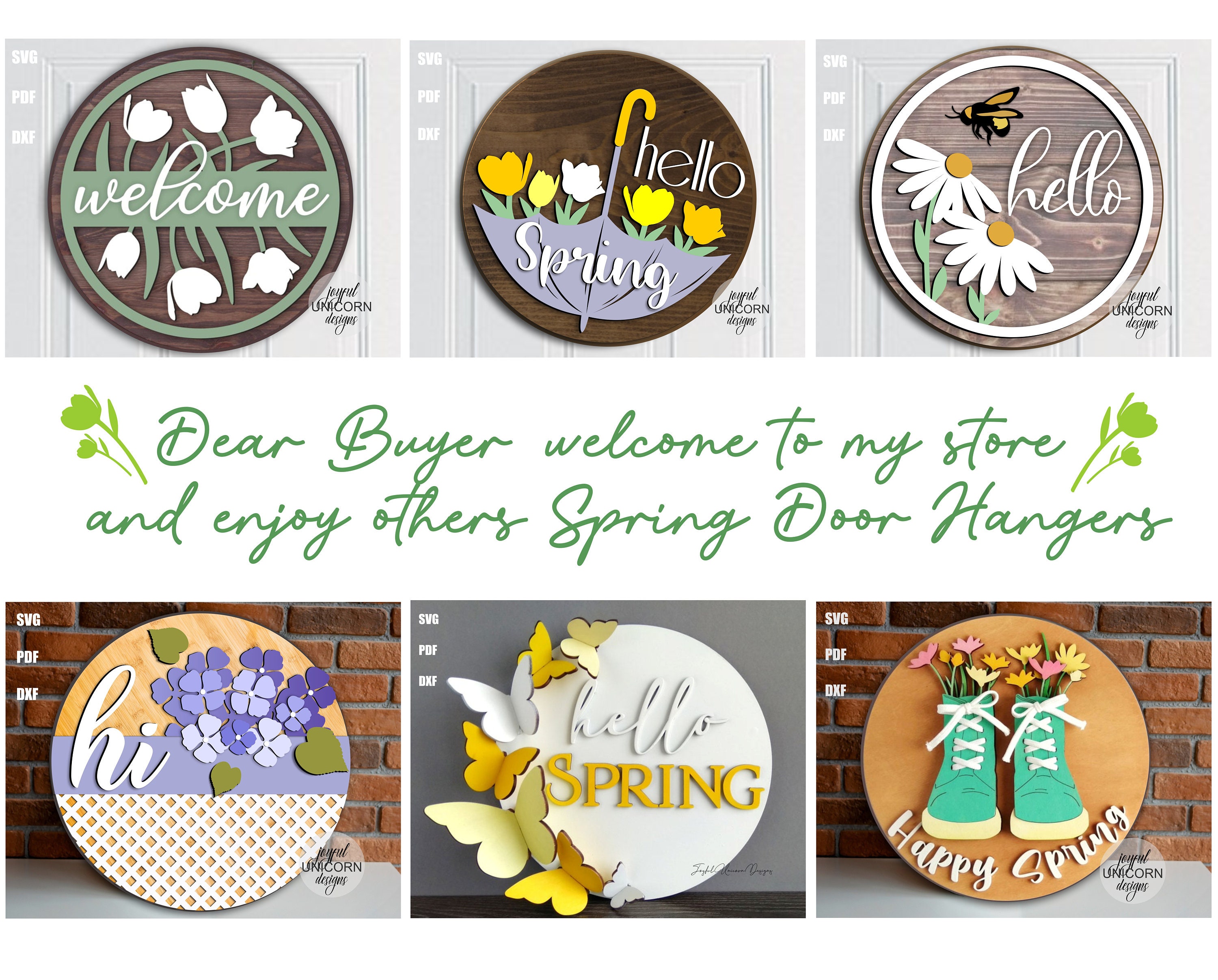 Hello Spring Sign SVG Tulip Door Hanger SVG Hello Welcome - Etsy