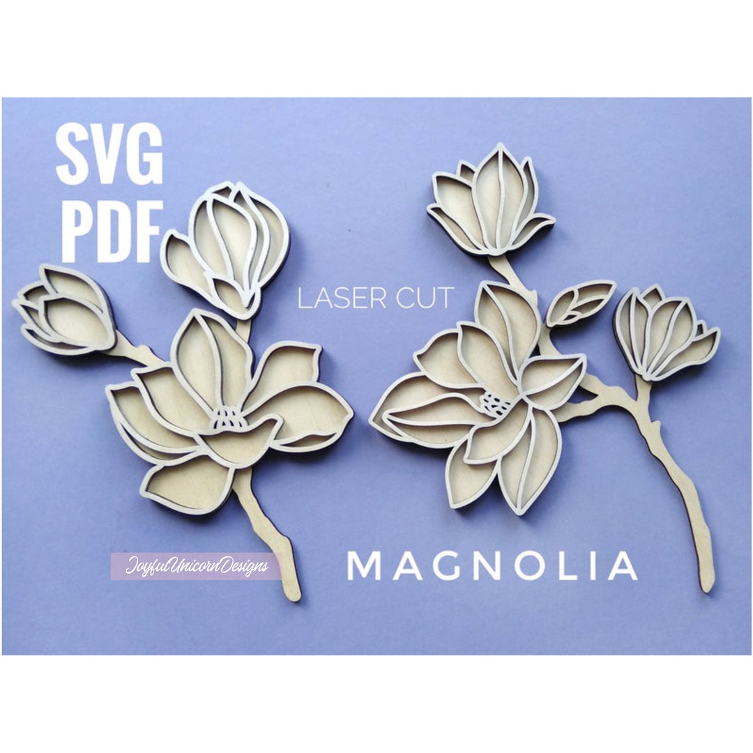 Magnolia Flower SVG, Magnolia Branch SVG, Magnolia SVG Bundle, Laser Cut Flowers for Cricut and ...